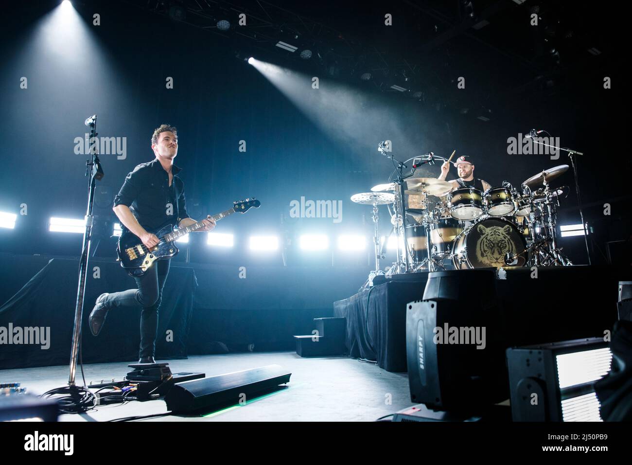 Bassist/vocalist Mike Kerr (left) and drummer Ben Thatcher (right) of ...