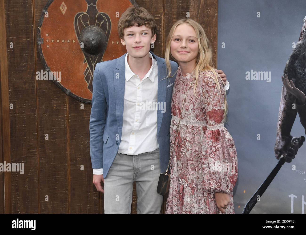 (L-R) Oscar Novak and Lily Gorman at THE NORTHMAN Los Angeles Premiere ...