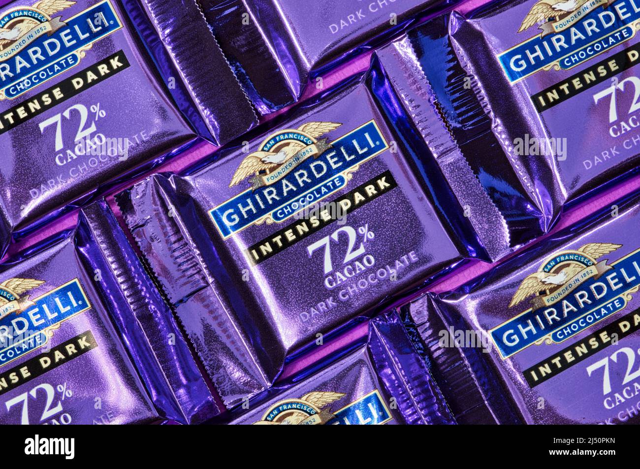 Houston, Texas USA 04-17-2022: Ghirardelli premium intense dark ...