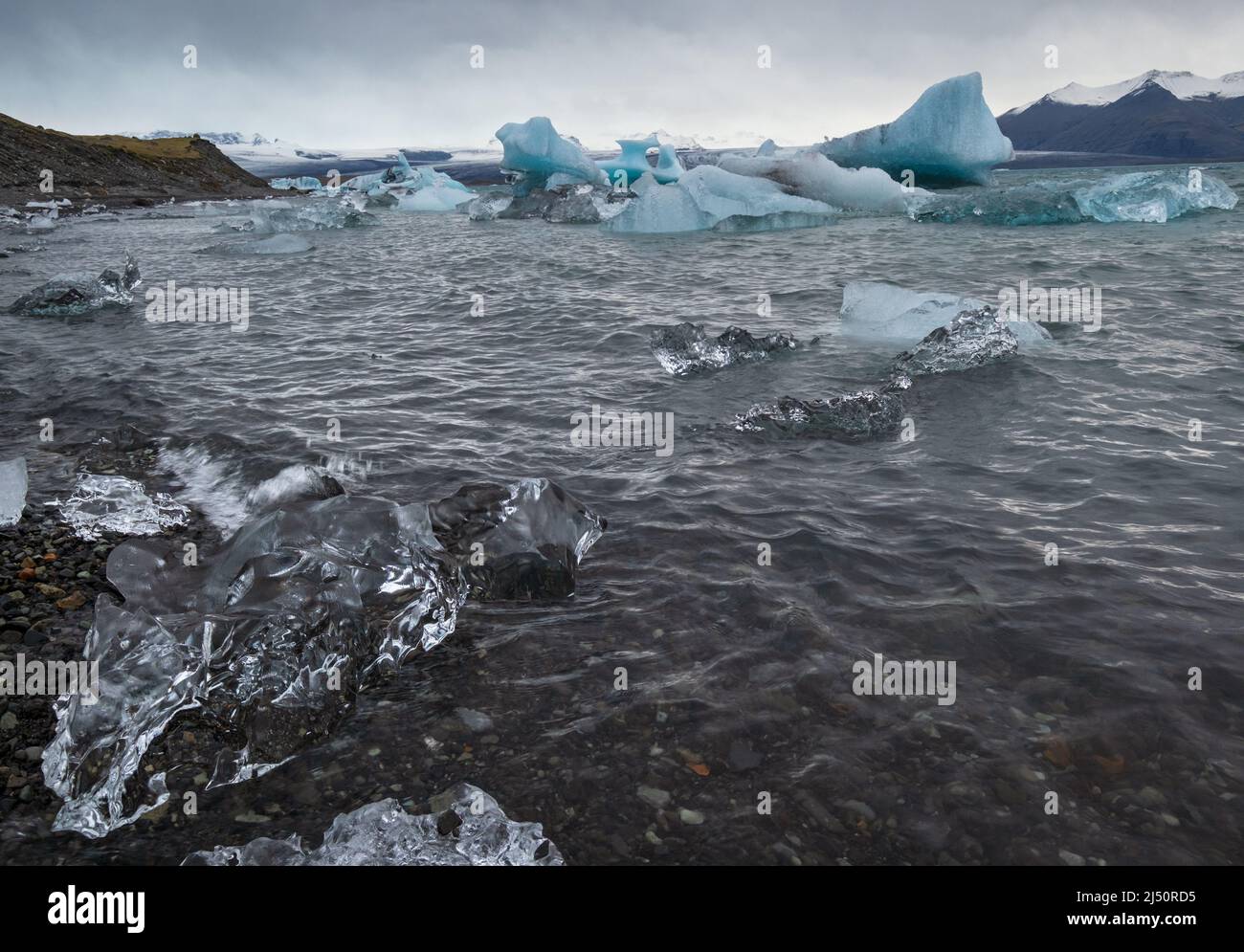 Jokulsarlon glacial lake, lagoon with ice blocks, Iceland. Situated ...