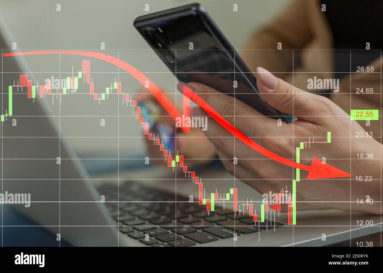 Double exposure of virtual creative financial diagram on businessman ...