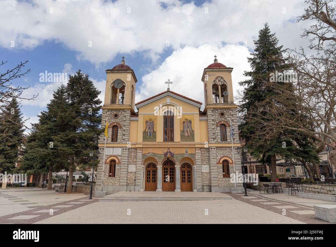Assumption of Theotokos Church in Kalavryta central square, Peloponnese ...