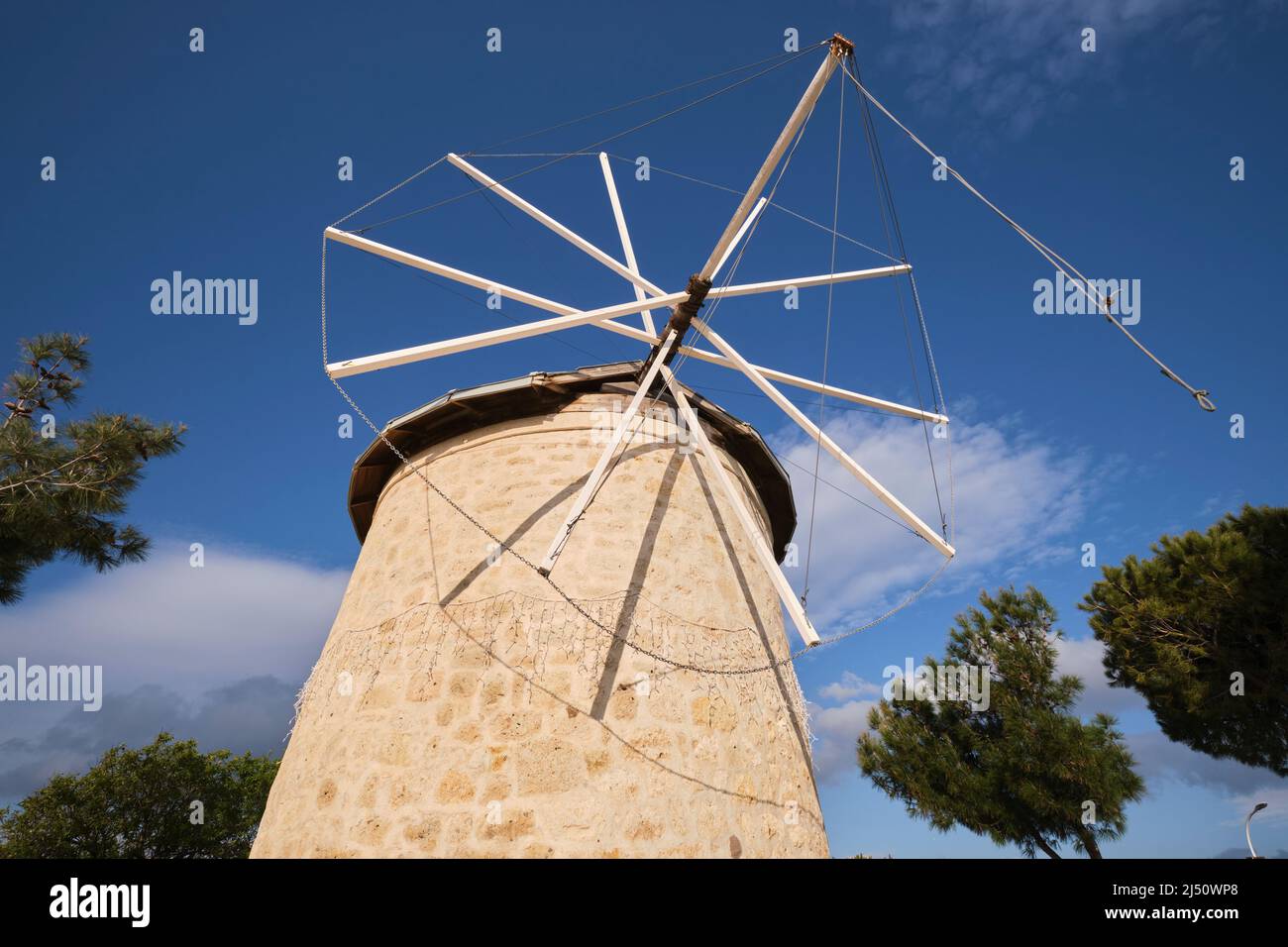 One of the old, ancient, stone windmills in Yel Degirmenleri Parki. In ...