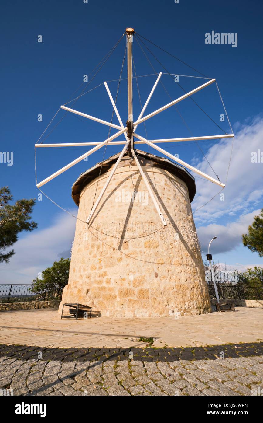 One of the old, ancient, stone windmills in Yel Degirmenleri Parki. In ...