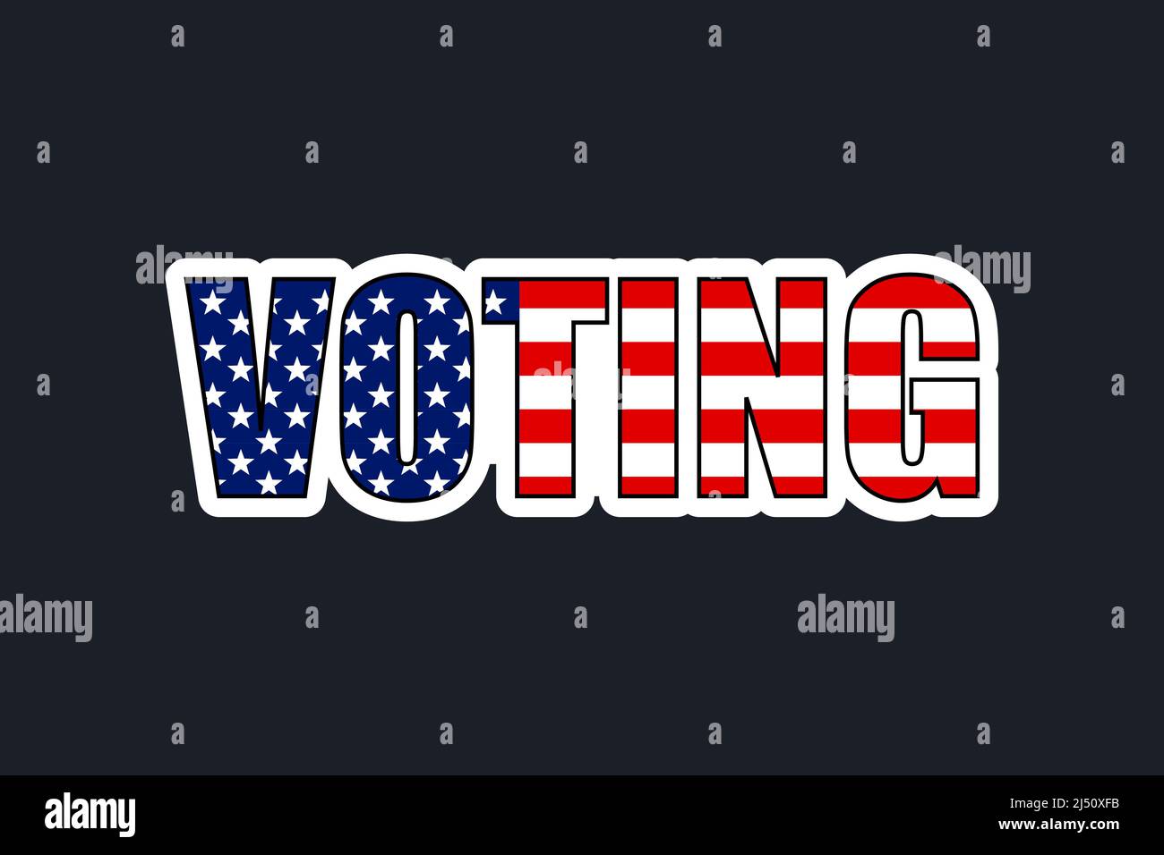 word Voting american flag colors, election vote emblem badge sticker ...