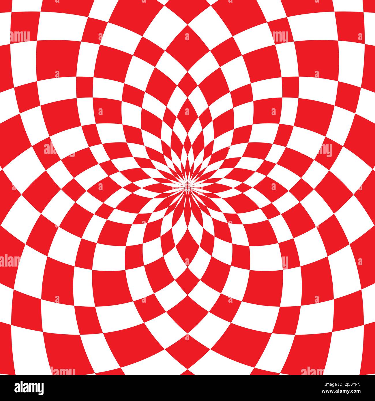 Twisted red and white double radial lines. Visual vibrating effect ...