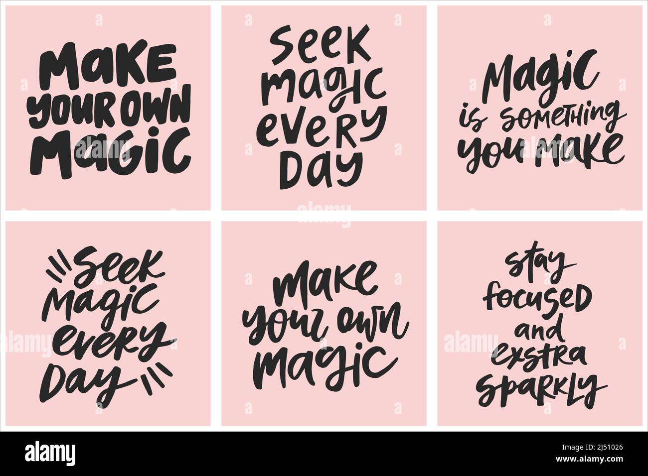 Set of handwritten quotes about magic. Collection of creative ...