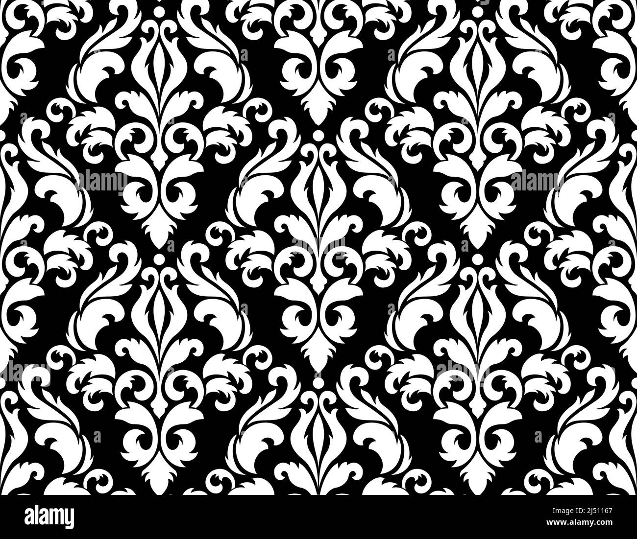 Damask seamless pattern element. Vector floral damask ornament vintage ...