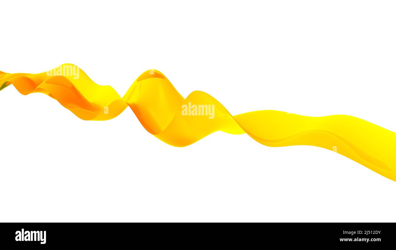 3d abstract wavy isolated background. Colored yellow wave or line in ...