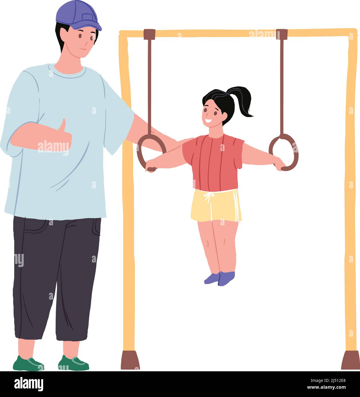 Flat cartoon characters doing sports together,sporty healthy family ...