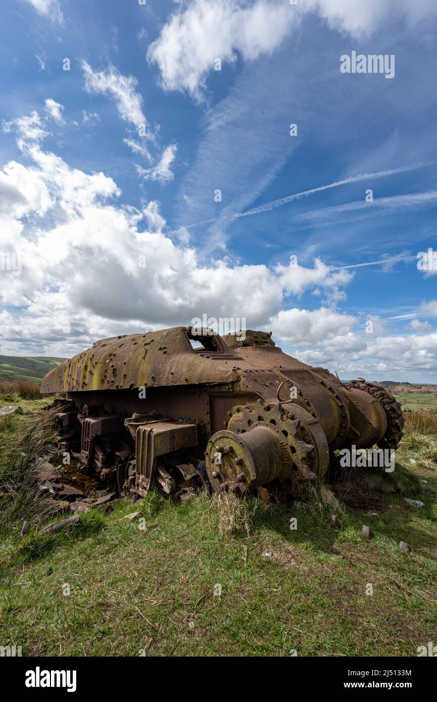Abandoned Sherman tank in the Peak District National Park at The ...