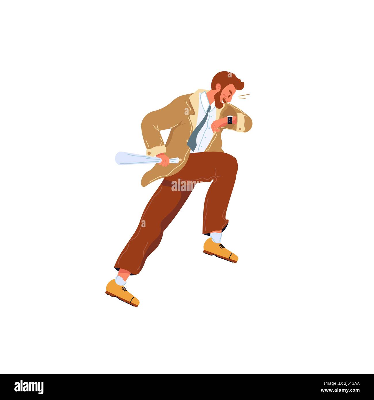 Flat cartoon running office character,workflow and time management ...