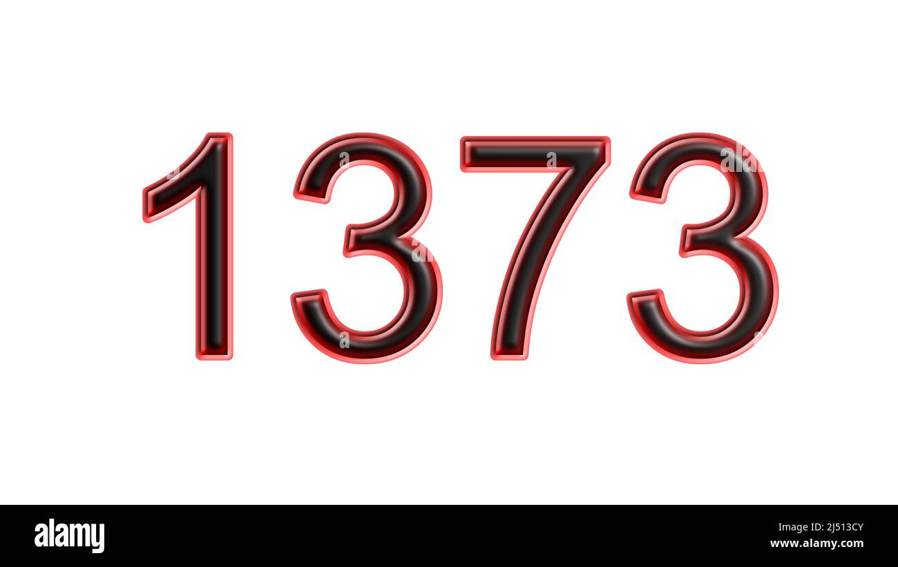 red 1373 number 3d effect white background Stock Photo - Alamy