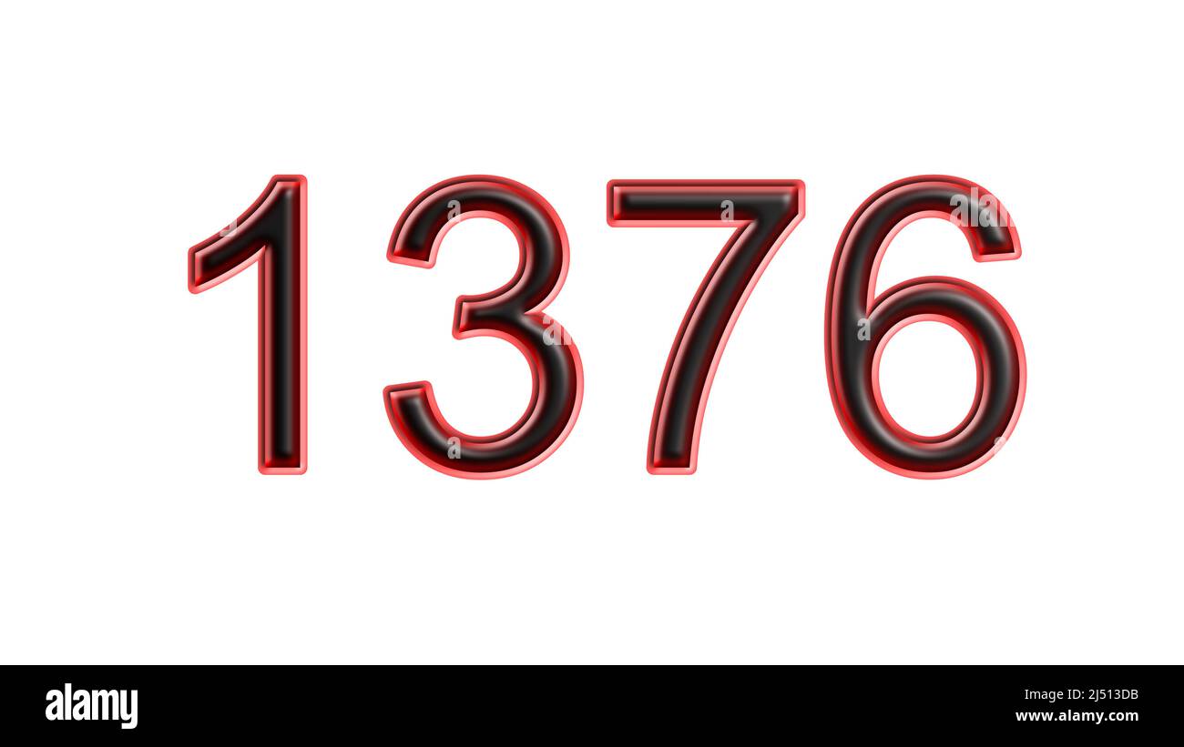 red 1376 number 3d effect white background Stock Photo - Alamy
