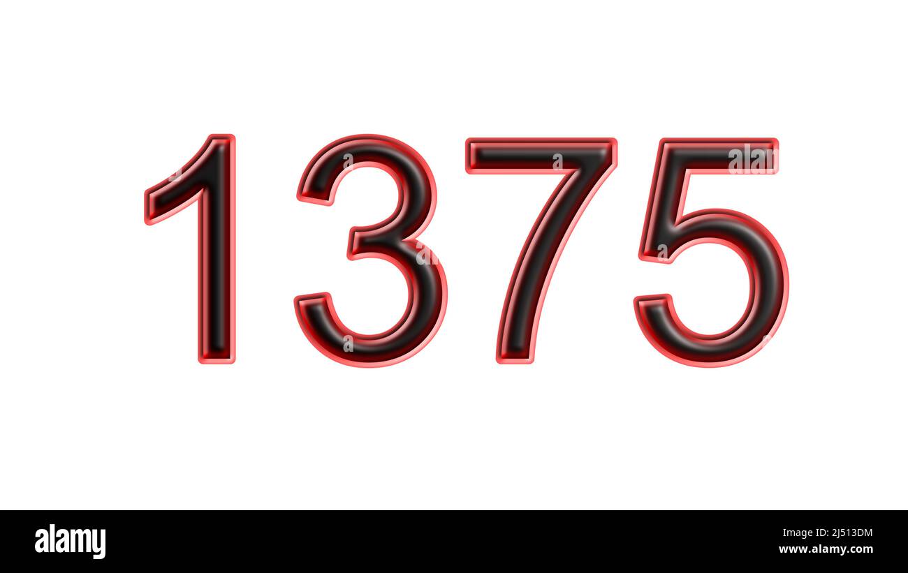 red 1375 number 3d effect white background Stock Photo - Alamy
