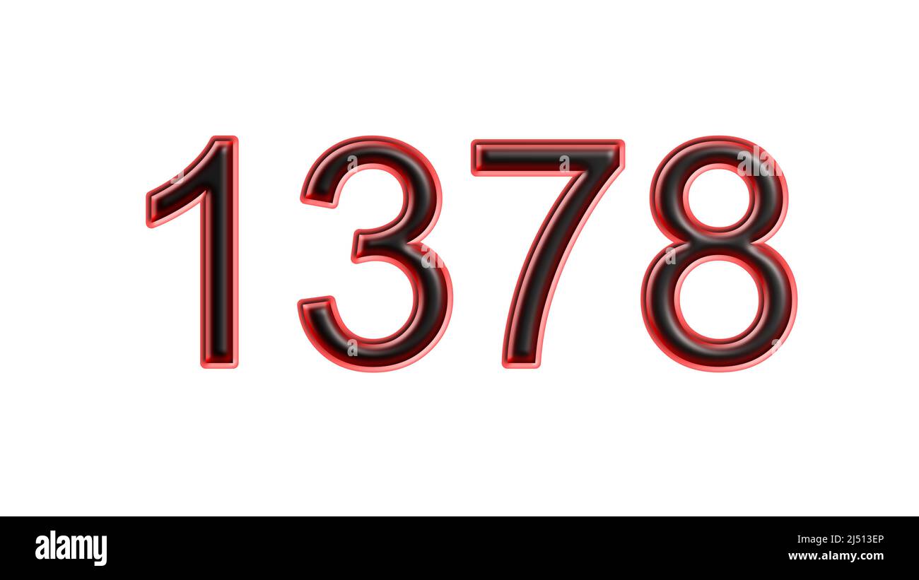 red 1378 number 3d effect white background Stock Photo - Alamy
