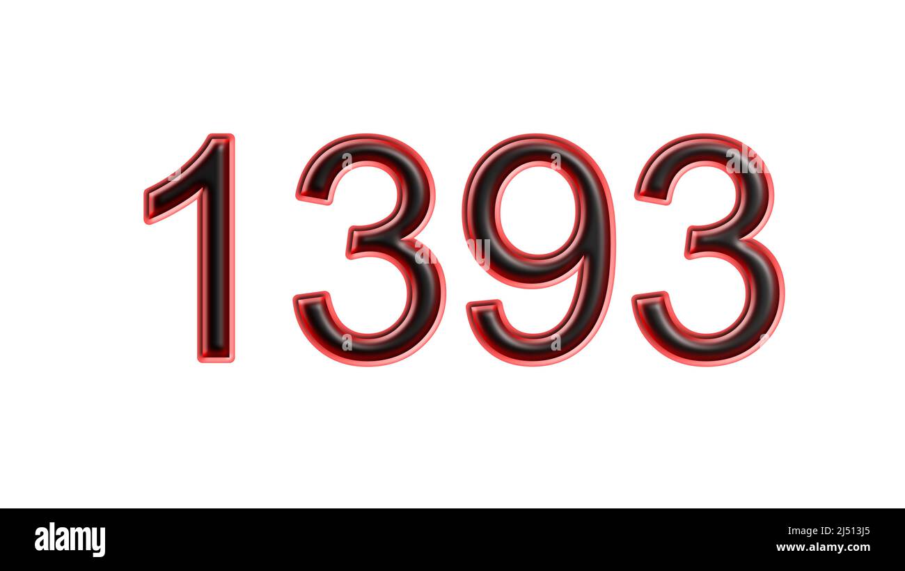 red 1393 number 3d effect white background Stock Photo - Alamy