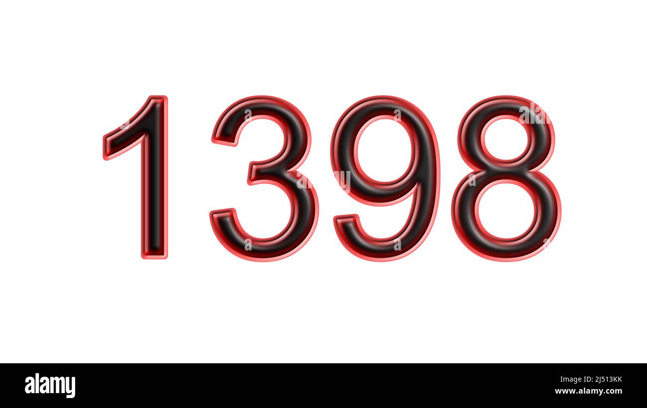 red 1398 number 3d effect white background Stock Photo - Alamy