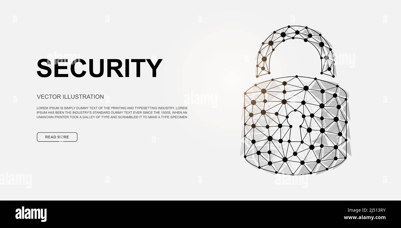 Lock 3d low poly symbol for landing page template. Antivirus design ...