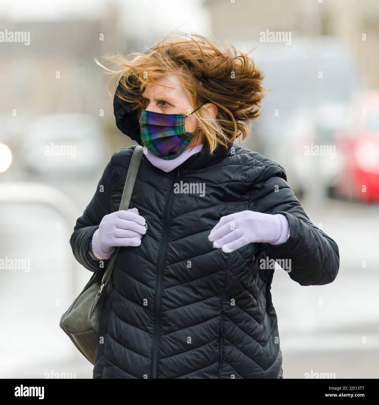 Windy scenes at west coast Scottish town Troon. Parts of Scotland are ...