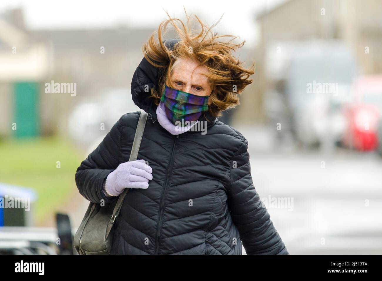 Windy scenes at west coast Scottish town Troon. Parts of Scotland are ...