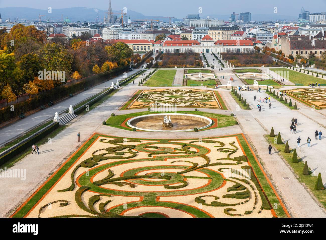 Vienna, Austria - October 30, 2019: Aerial view of decorating garden in ...