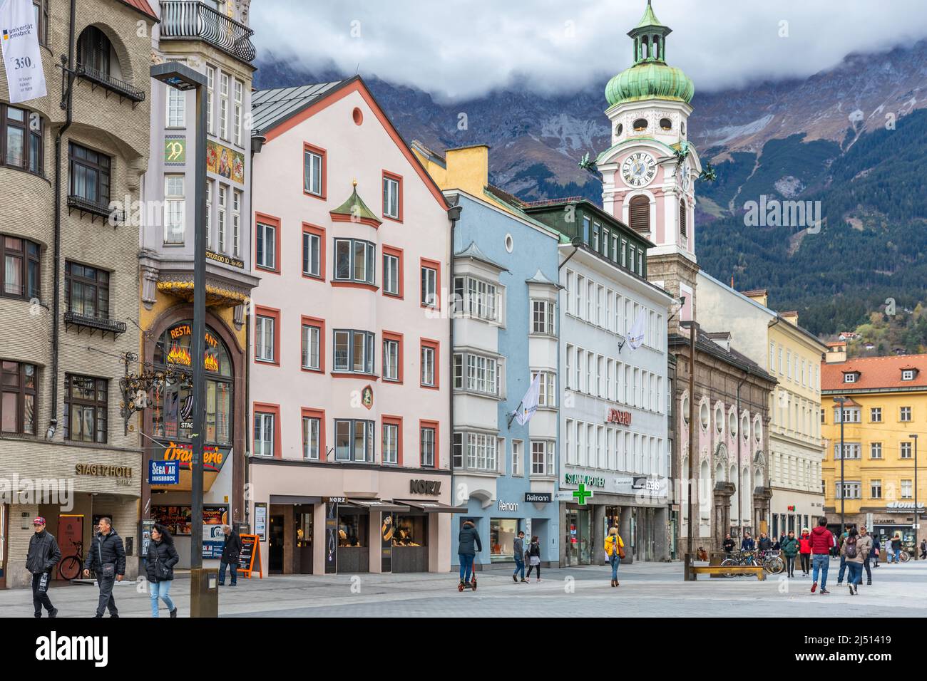 Innsbruck, Austria - November 3, 2021: Cityscape of colorful buildings ...