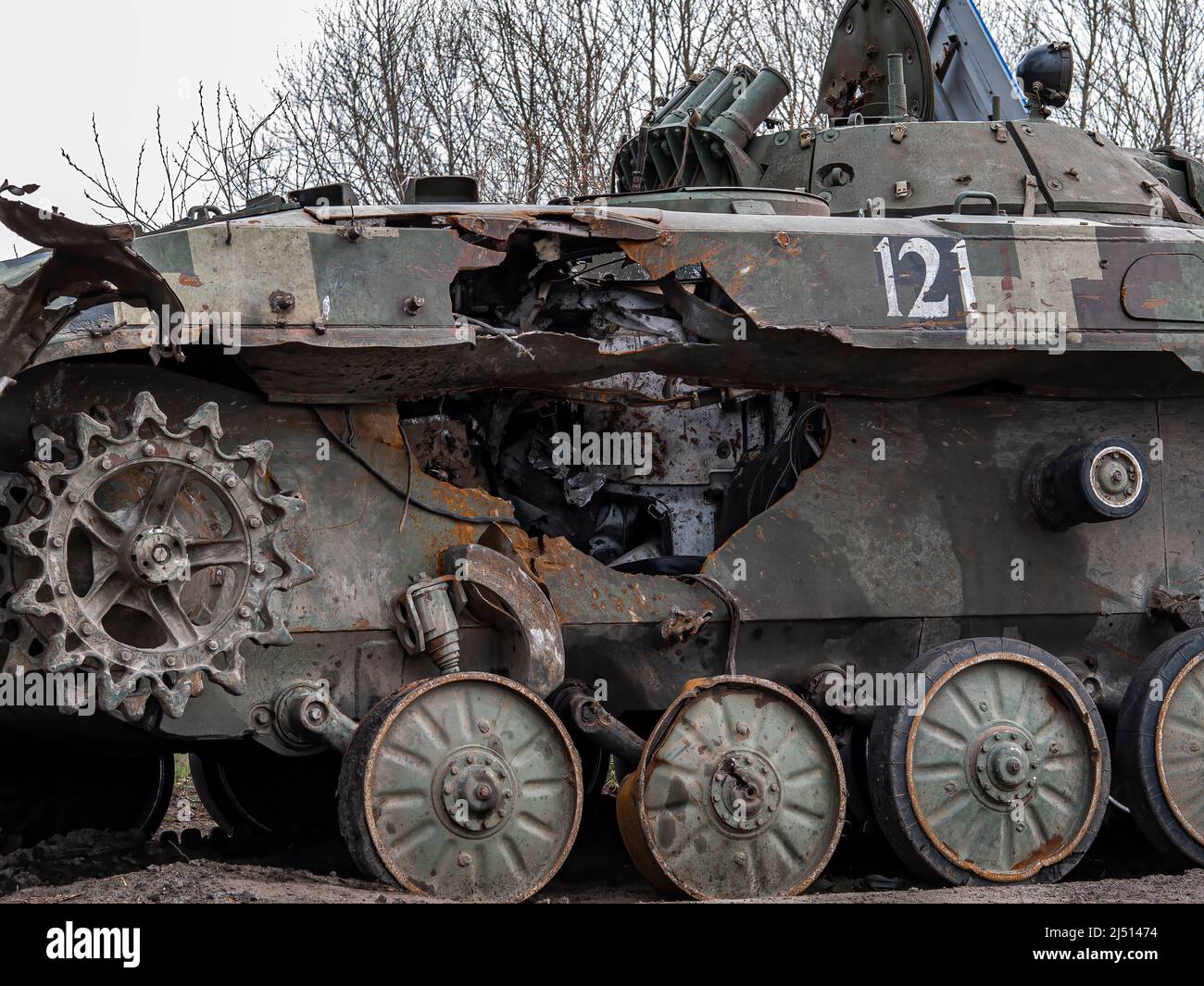 War in Ukraine. Armored vehicles of the Russian army on the streets of ...