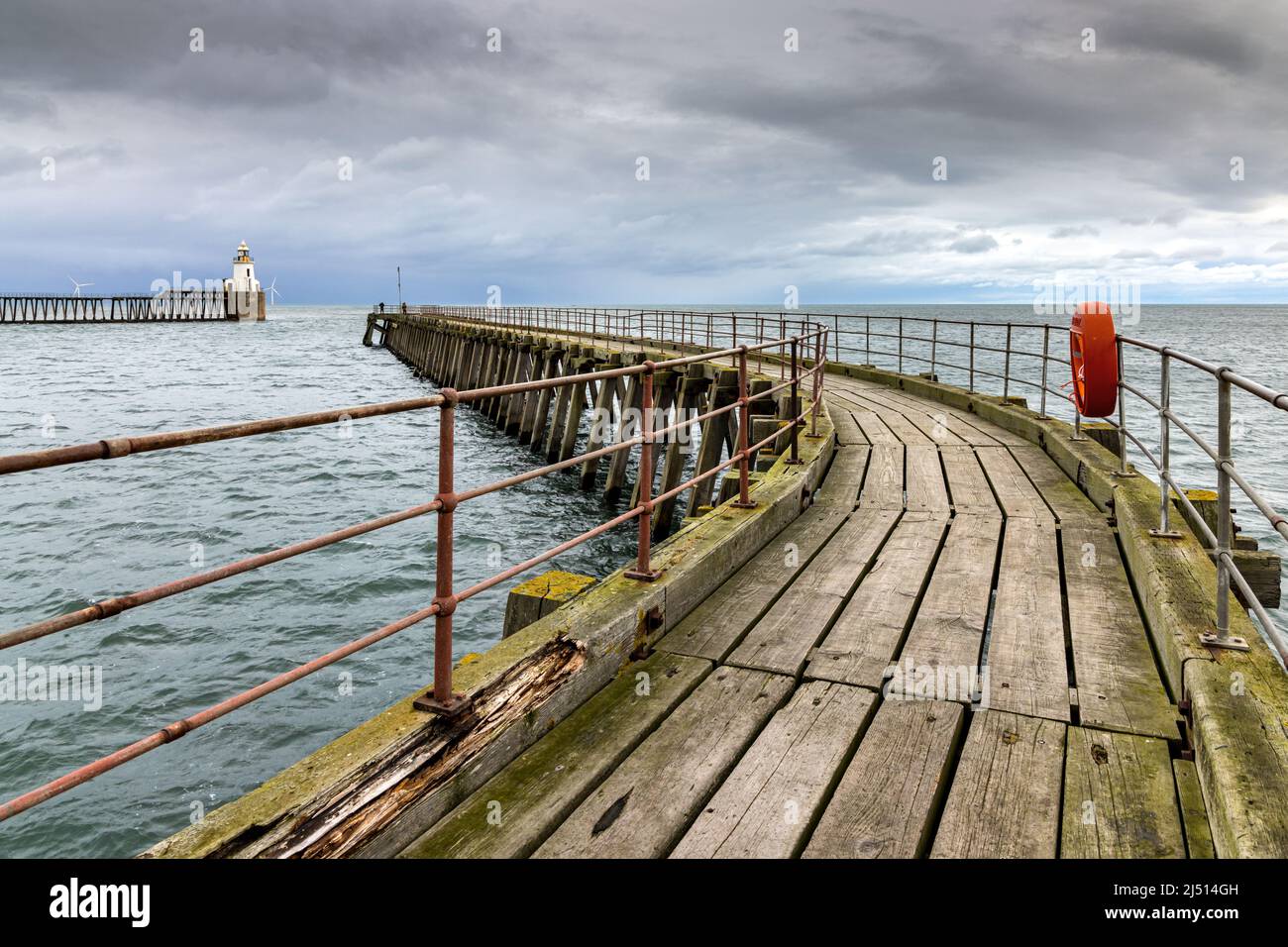 The old wooden south pier at the entrance to the Port of Blyth in ...