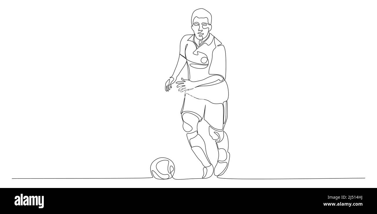 Football, soccer player kicking ball, side view. Isolated vector black ...
