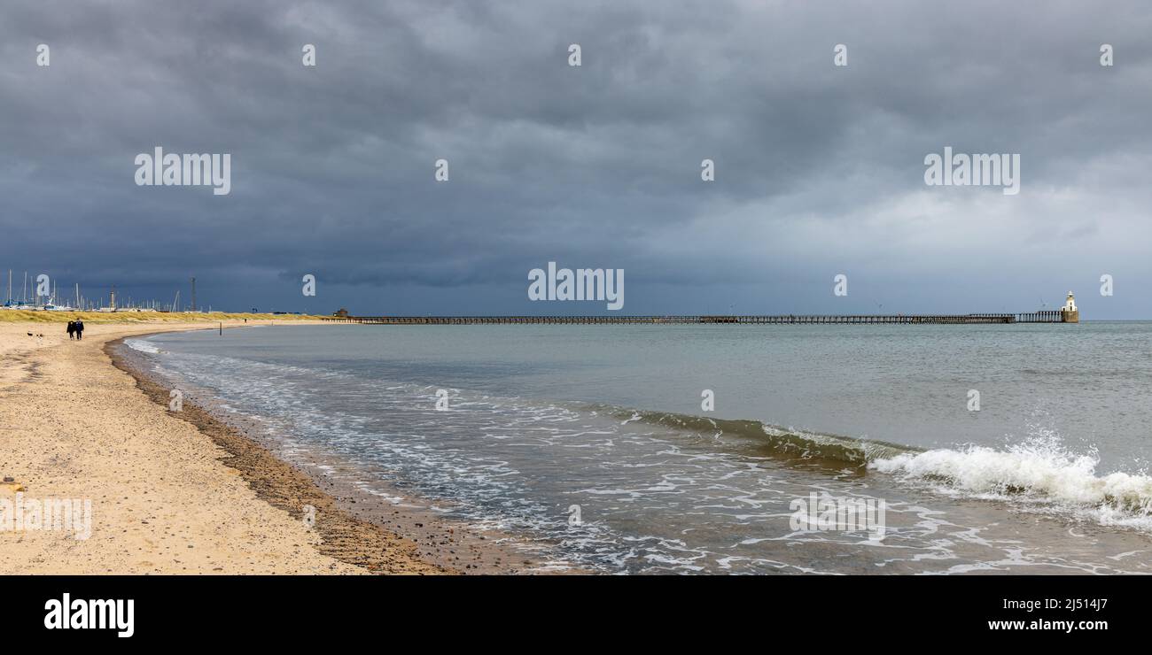 The long sandy beach at Blyth is popular with dog walkers and provides ...