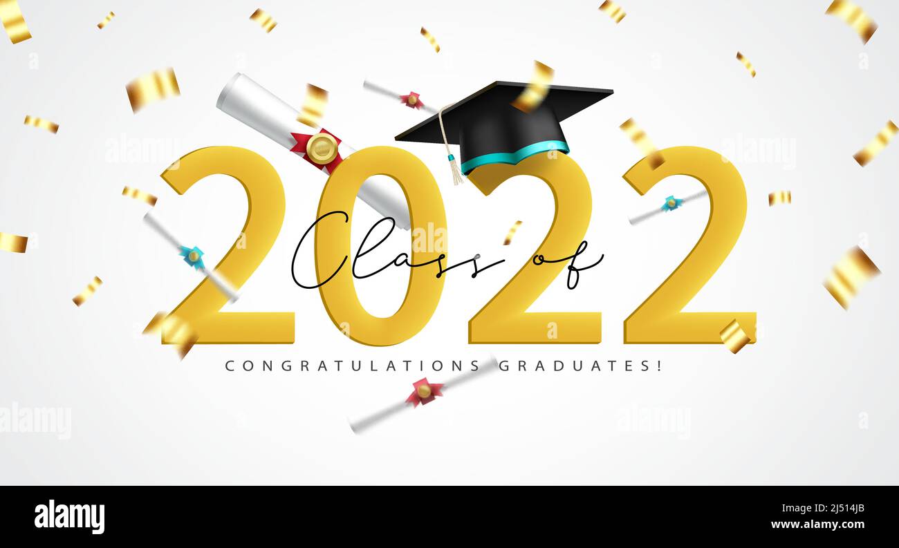Graduation greeting vector design. Congratulations class of 2022 ...