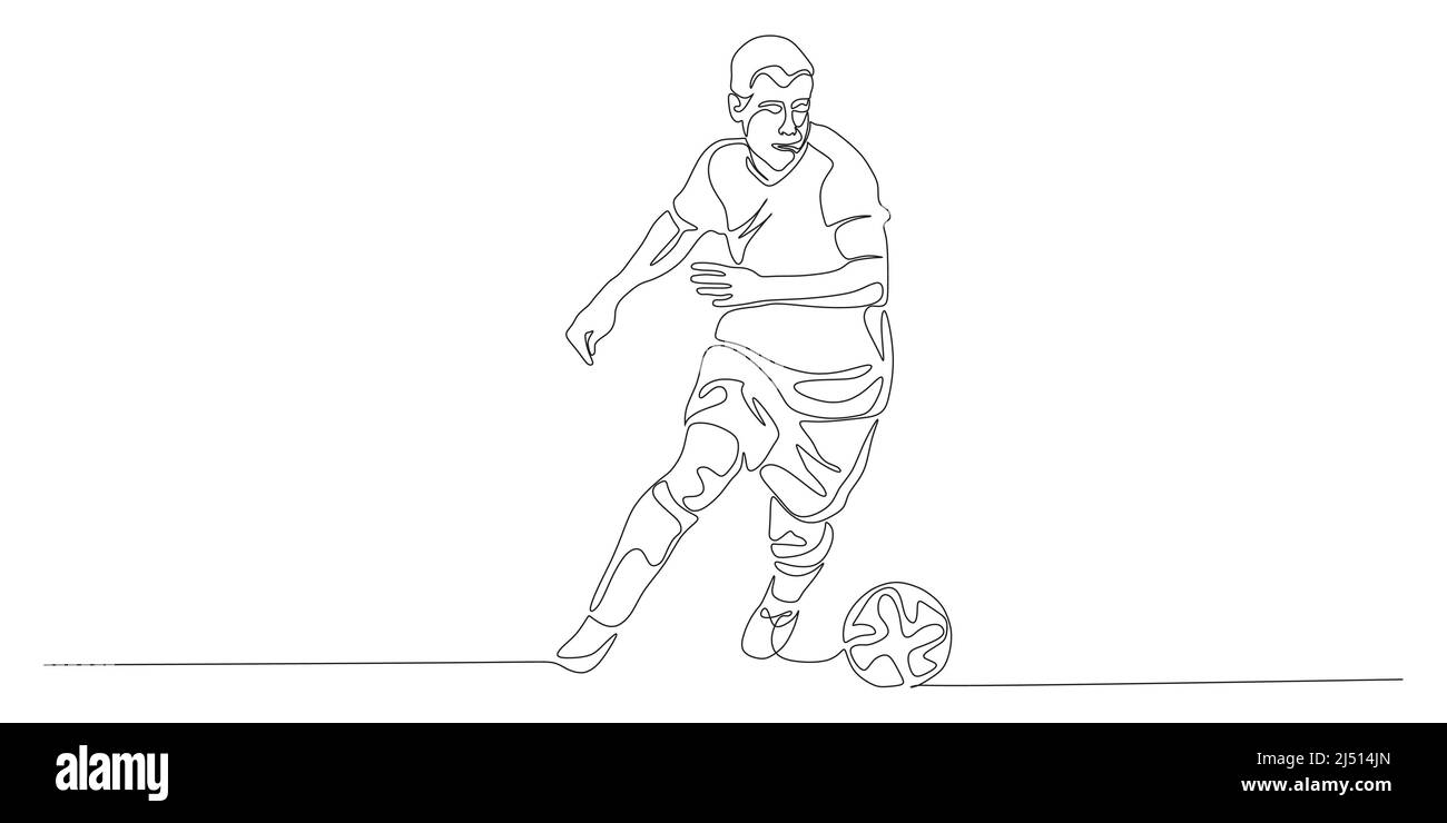 Football, soccer player kicking ball, side view. Isolated vector black ...
