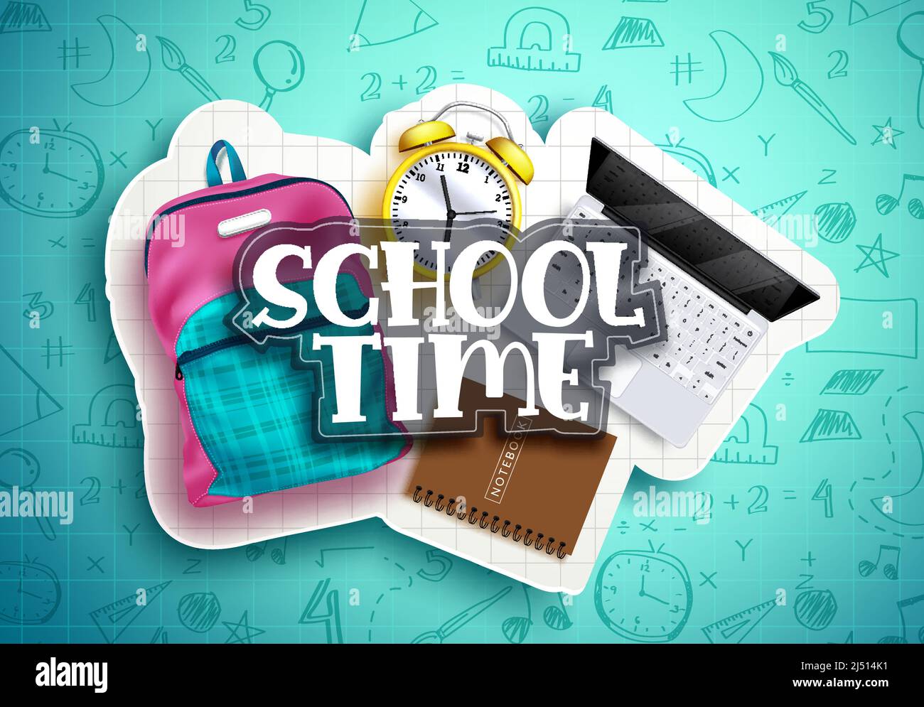 School time vector concept design. School time text in paper cut ...