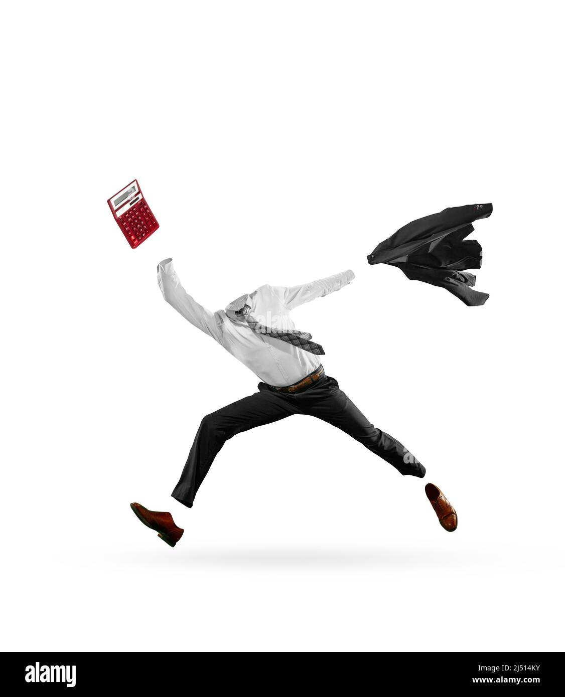 Portrait of invisible man wearing modern business style outfit running ...