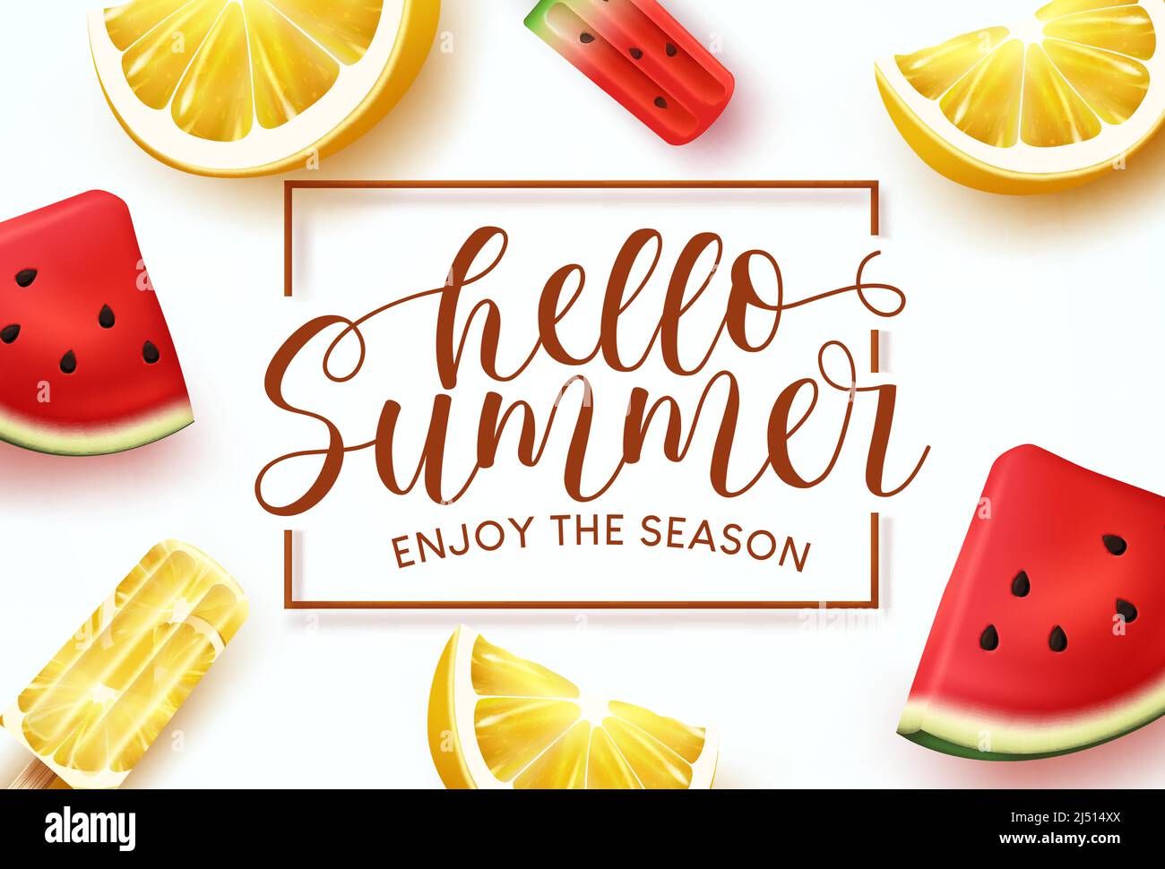 Hello summer vector background design. Hello summer typography text in ...