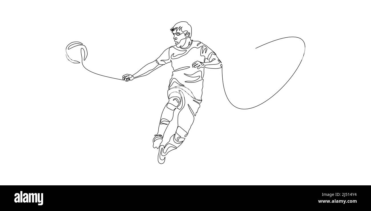 Football, soccer player kicking ball, side view. Isolated vector black ...