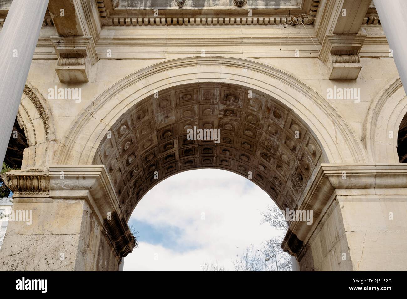 Bridge, an old bridge from ancient greek mythology and stone carvings ...