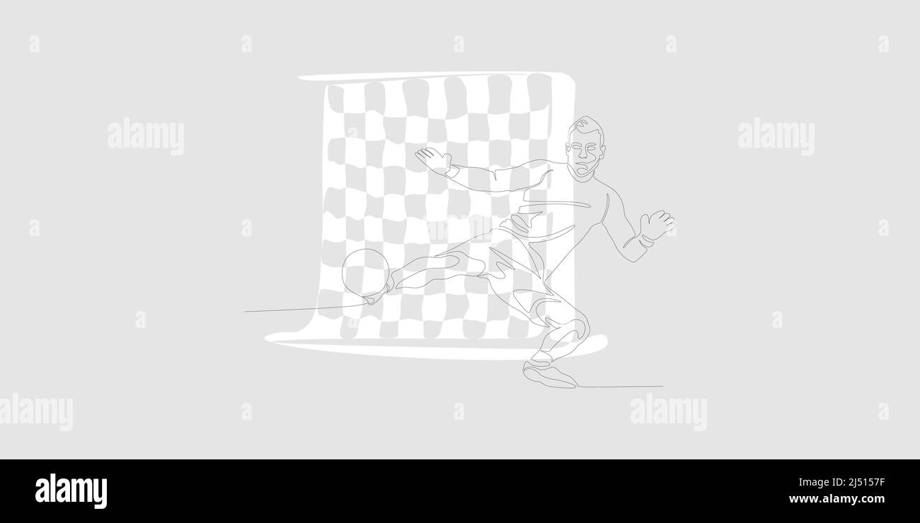 Football, soccer player kicking ball, side view. Isolated vector black ...