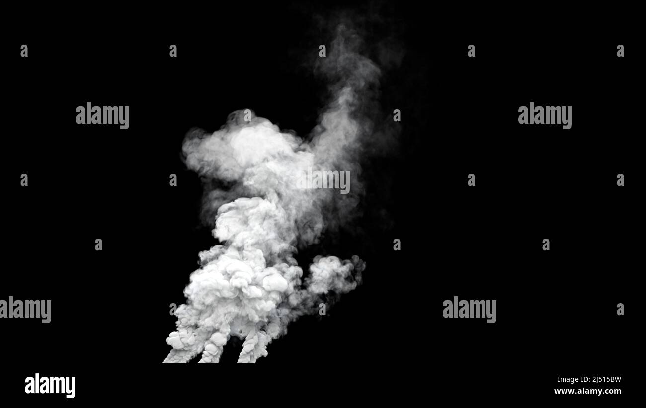 3 white smoke pollution pillars on black, isolated - object 3D ...
