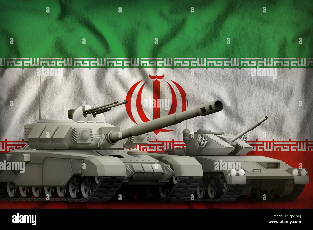 tanks on the Iran flag background. Iran tank forces concept. 3d ...