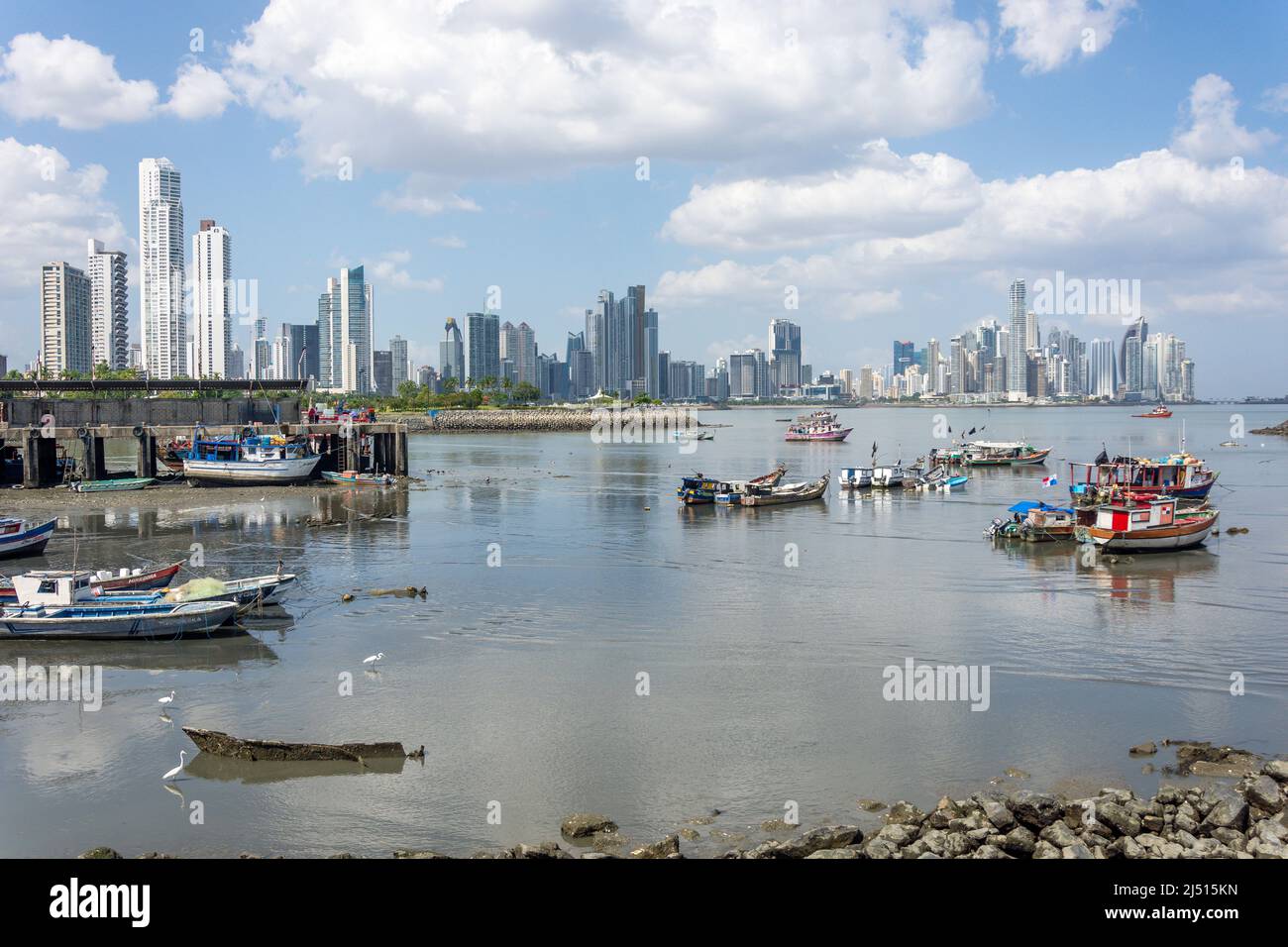 Cityscape from fishing harbour, Panama City, Panama Province, Republic ...