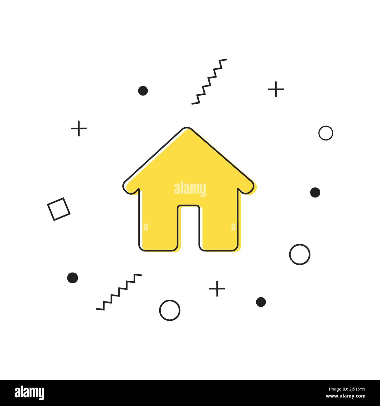 House icon. Yellow home icon with geometric shapes on white background ...