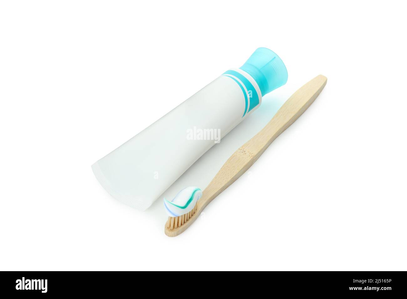 Toothpaste tube and toothbrush isolated on white background Stock Photo ...