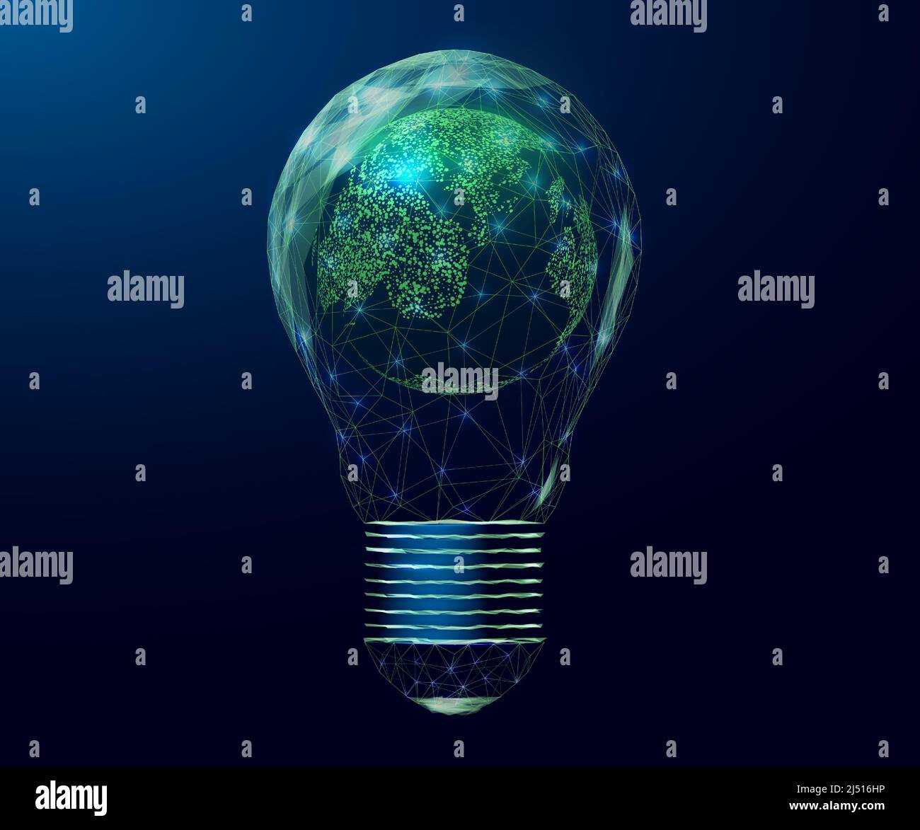 Planet Earth in a lightbulb. Saving energy ecology concept with Earth ...