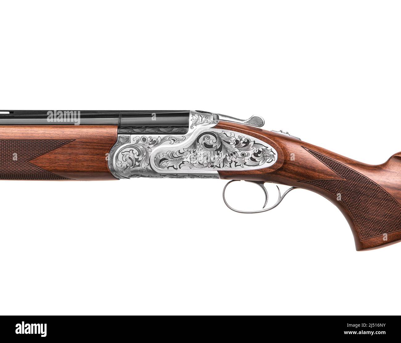 Luxury double-barreled shotgun with a vertical arrangement of barrels ...