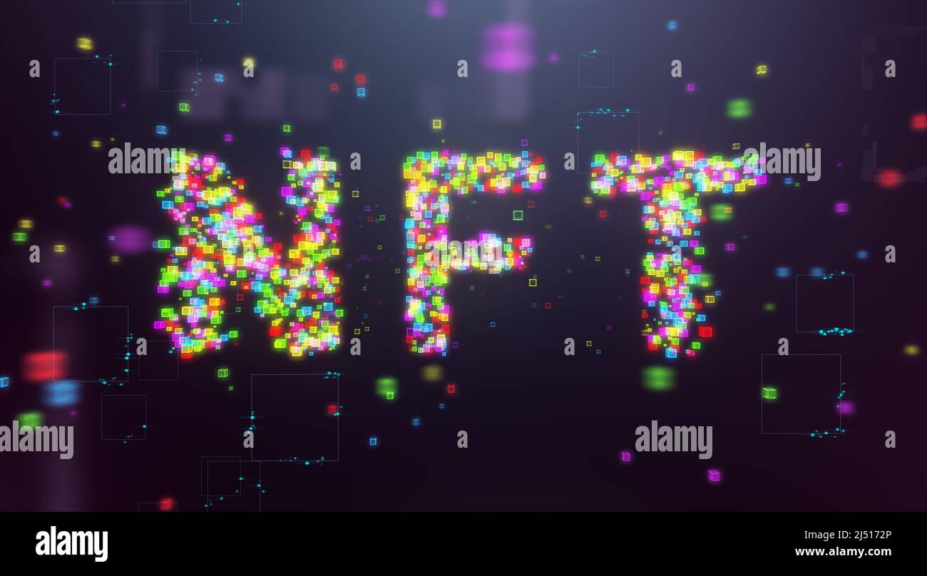 Digital data block forming NFT word - 3D rendering Stock Photo - Alamy