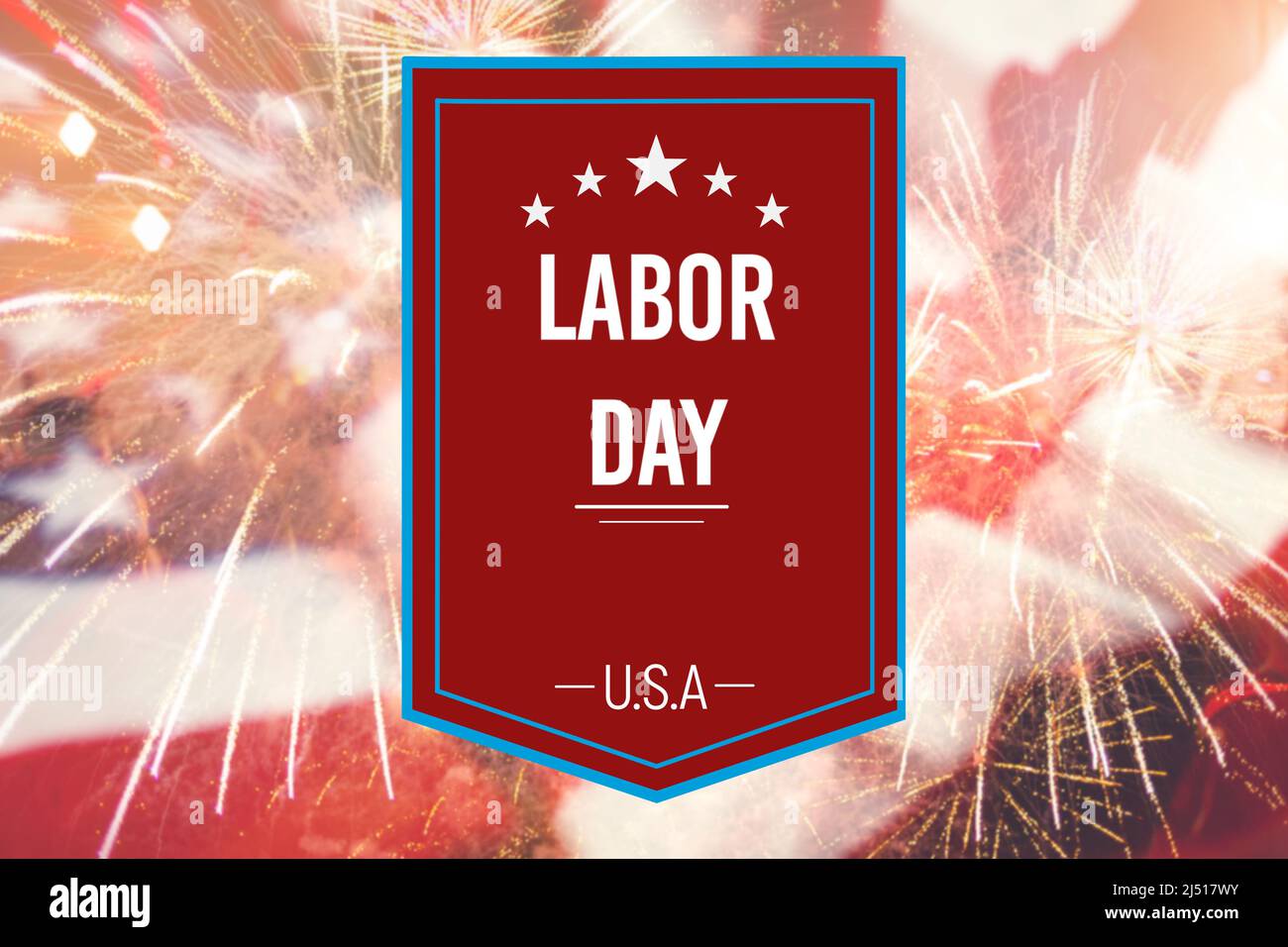 Template of American National holidays. Red sign on double exposure ...