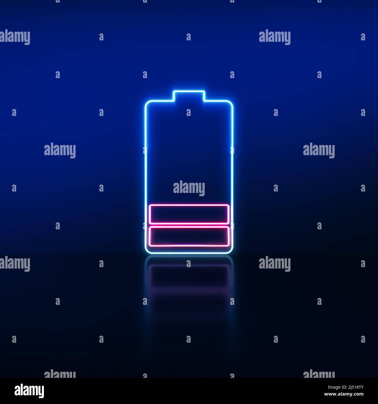 Low battery neon sign. Charger glowing level indicator. Low battery ...