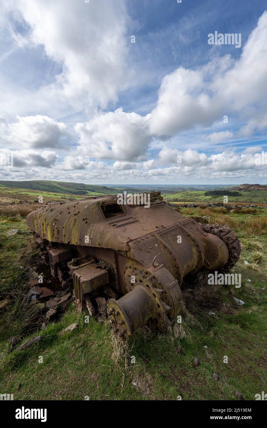 Abandoned Sherman tank in the Peak District National Park at The ...